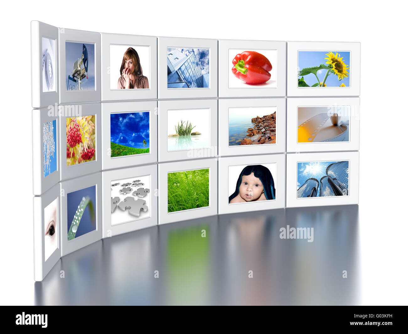 Set of monitors with static colourful and bright i Stock Photo - Alamy