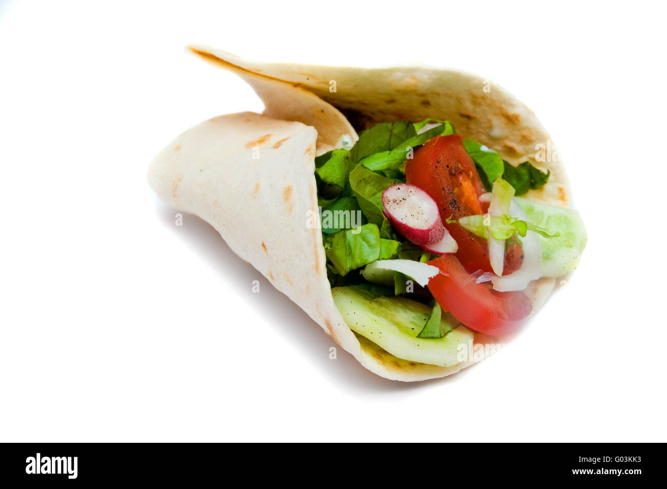 Turkish kebab with vegetables on white background Stock Photo - Alamy