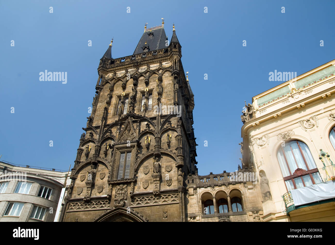 Prague. Powder gate - Prasna Brana next to Municipal house Stock Photo ...