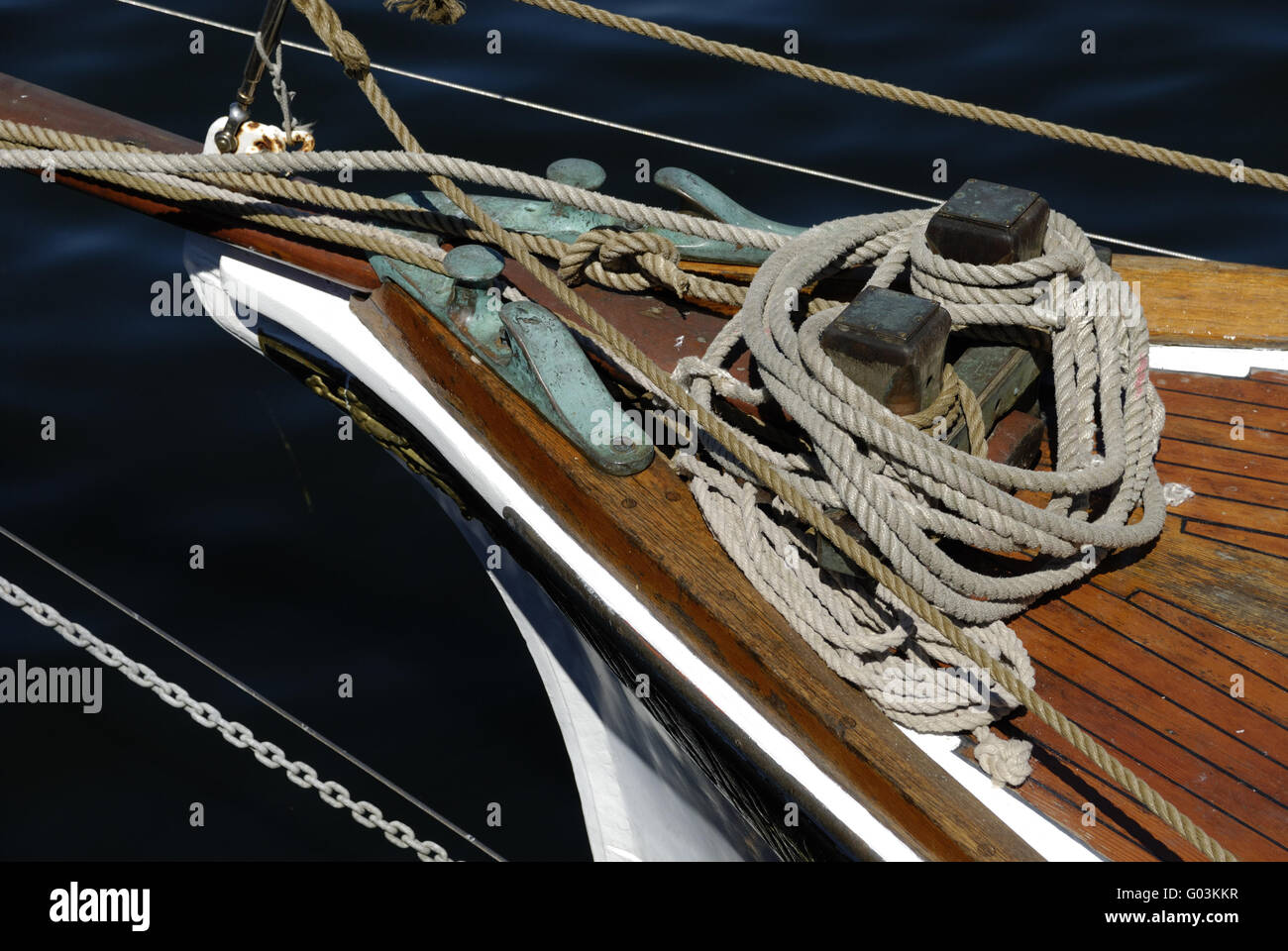 Bow of a traditional sailing vessel in Flensburg Stock Photo - Alamy