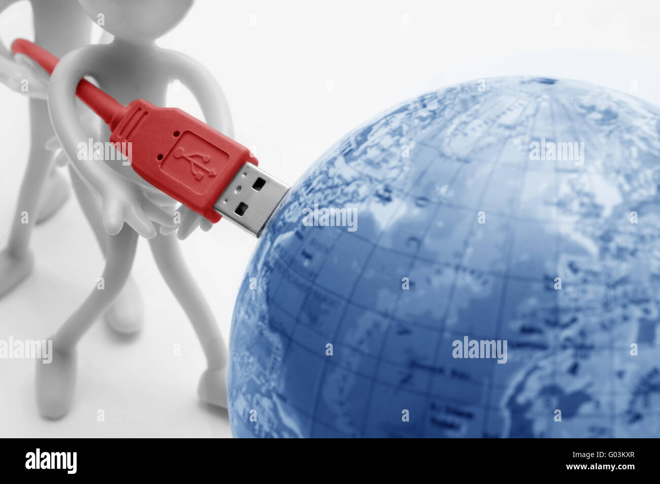Plugging USB into earth. Global communication. Conceptual Stock Photo ...