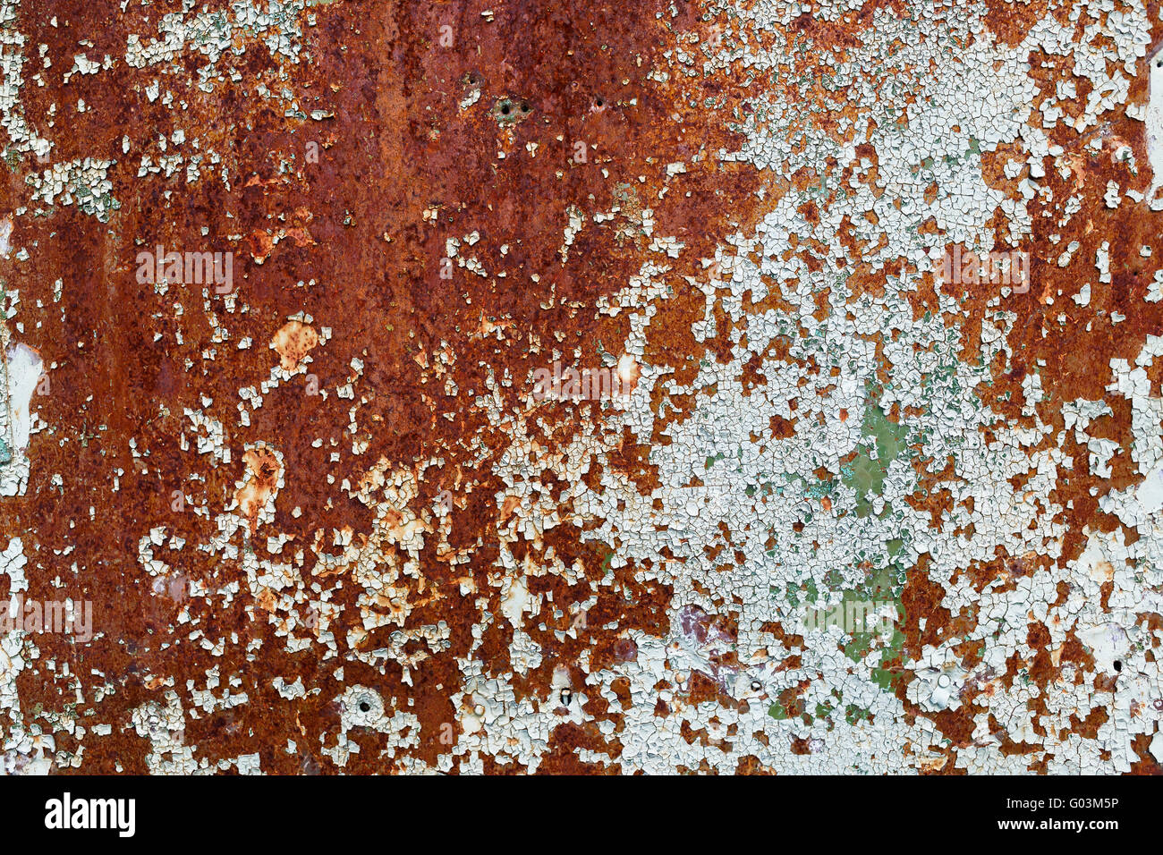 Texture of rusty metal with cracked paint. Old peeling paint with ...