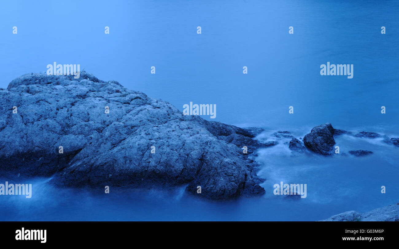 The night sea. The sea photographed at a dawn with long endurance Stock ...