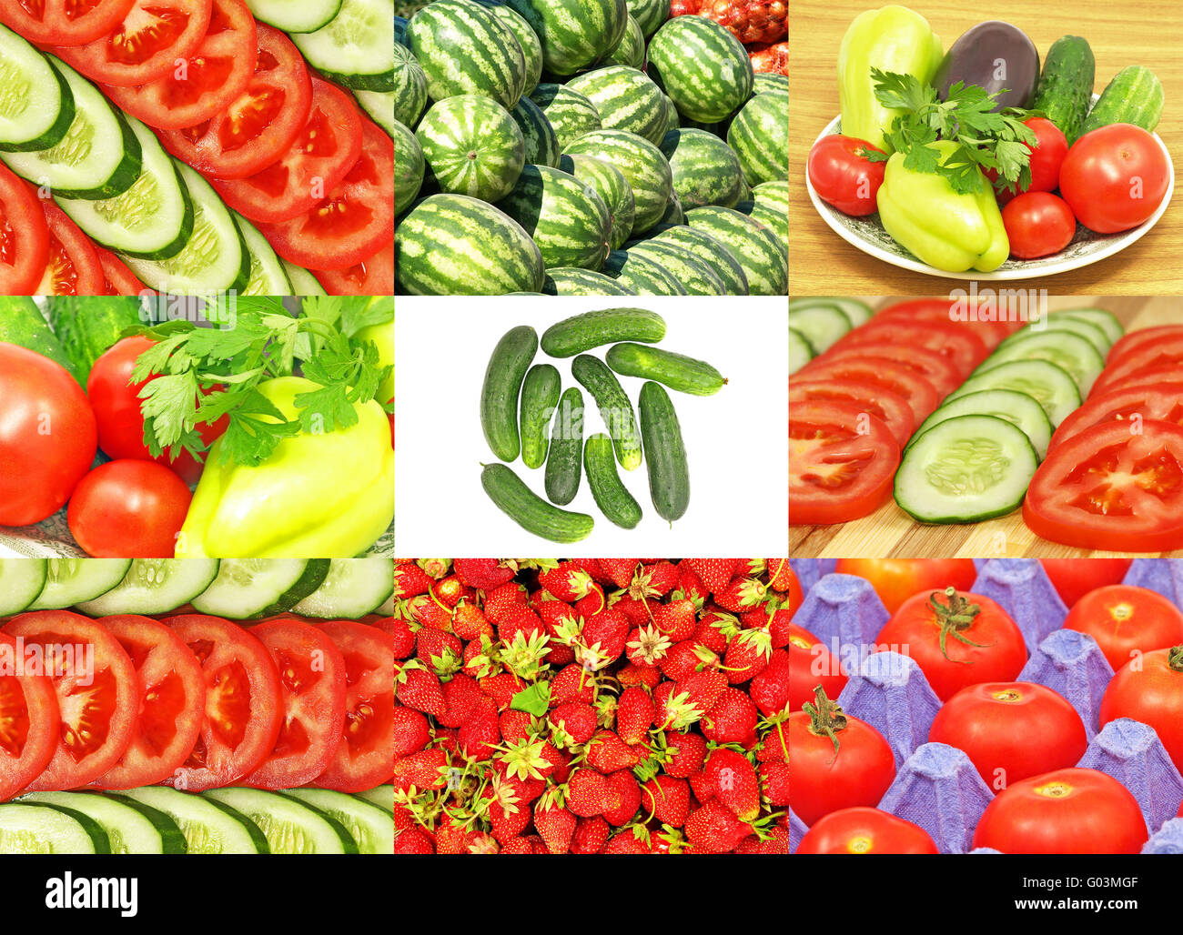 Set of different vegetables and strawberryes Stock Photo - Alamy
