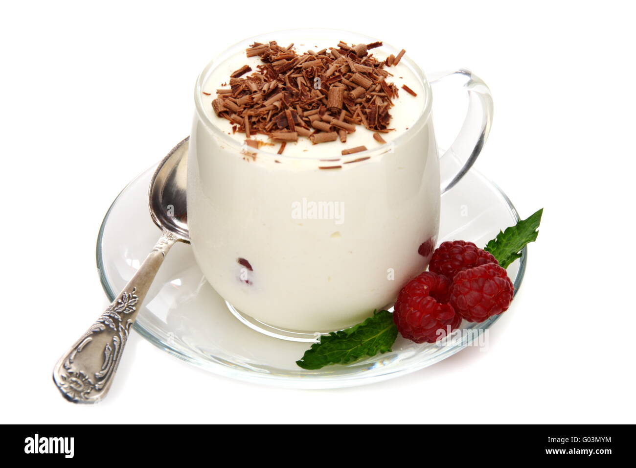 Bavarian cream with raspberries and chocolate Stock Photo - Alamy