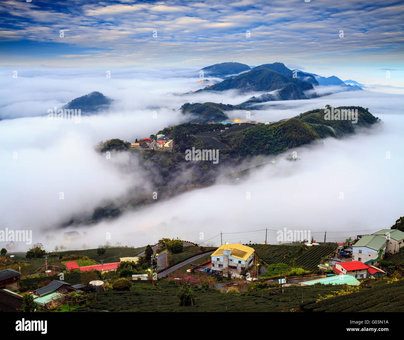 The Alishan,Chiayi County,Taiwan:Sunset clouds Stock Photo - Alamy