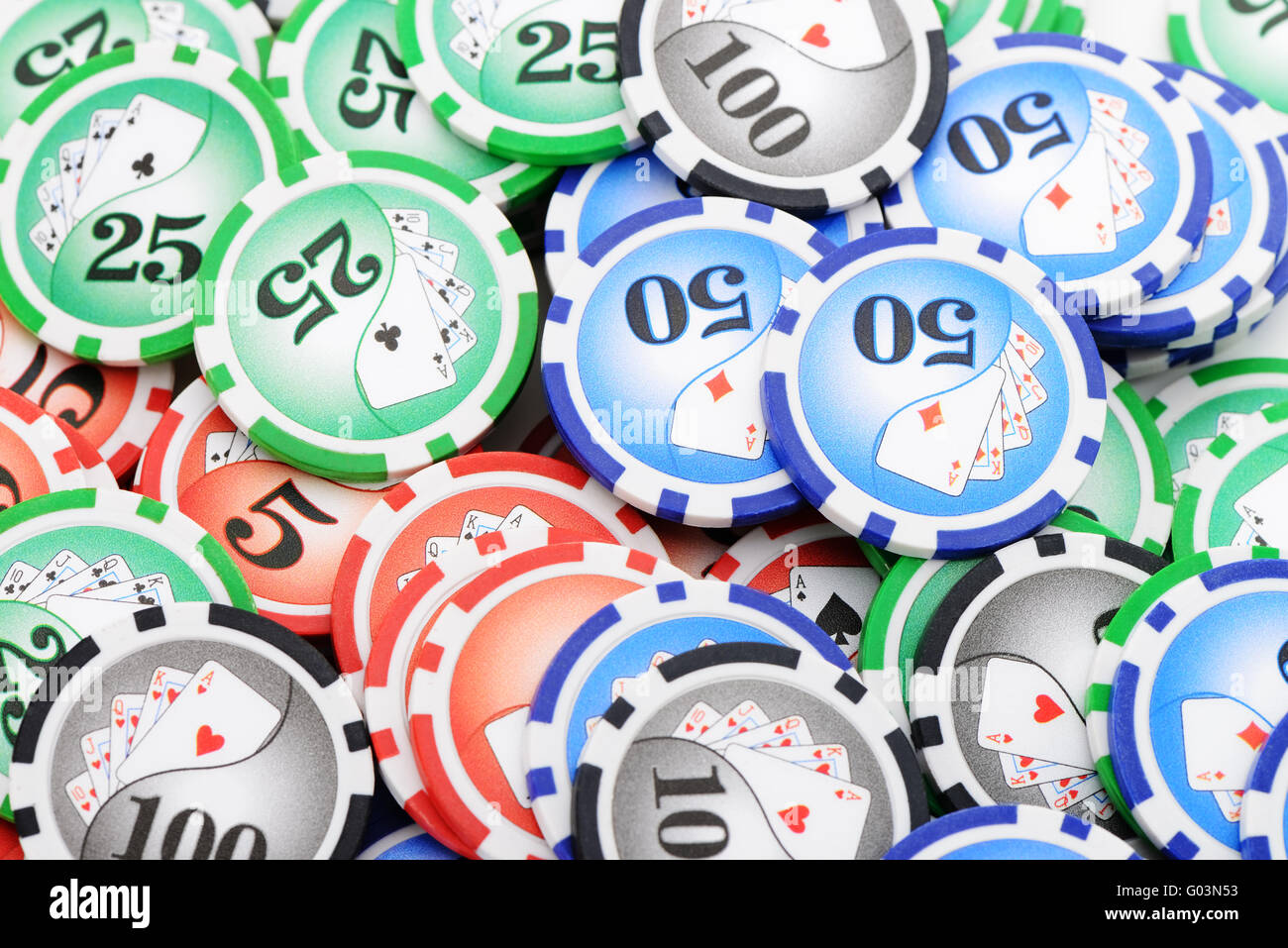 Gaming chips. Chaos abstract color photo closeup Stock Photo - Alamy