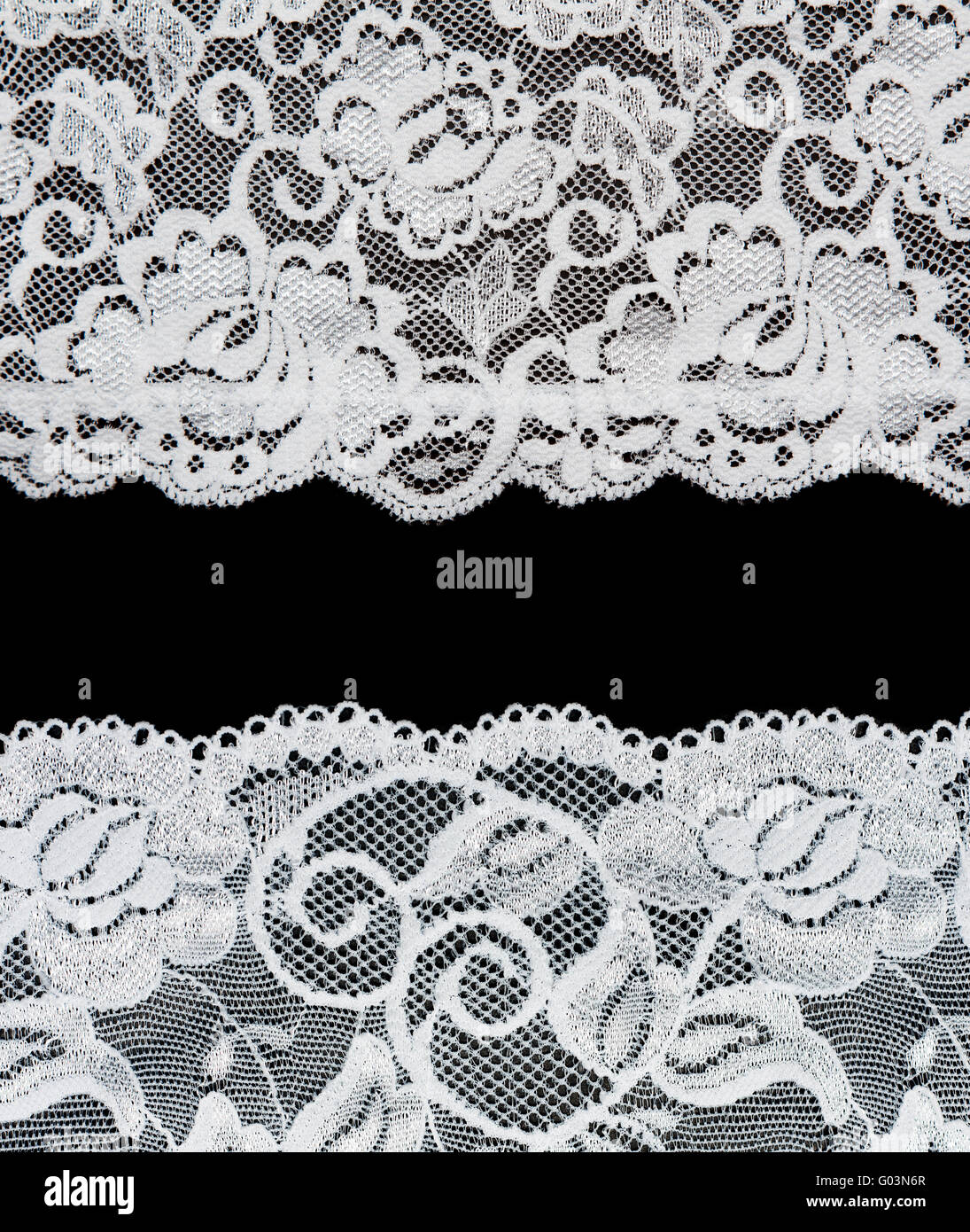 Decorative lace with pattern on black background Stock Photo - Alamy