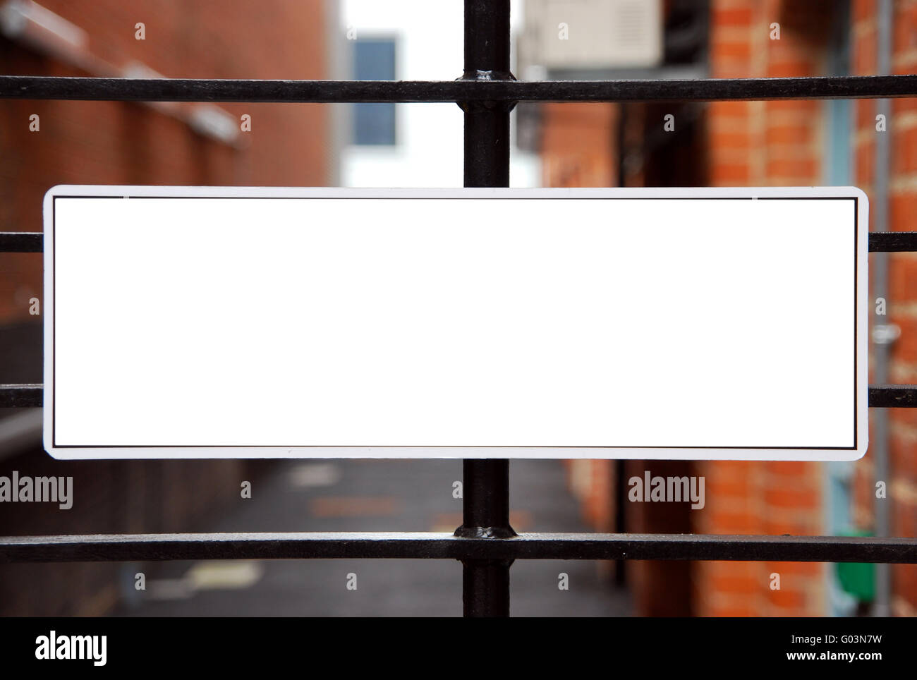 empty sign hanging on a metallic gate (isolated on white Stock Photo ...