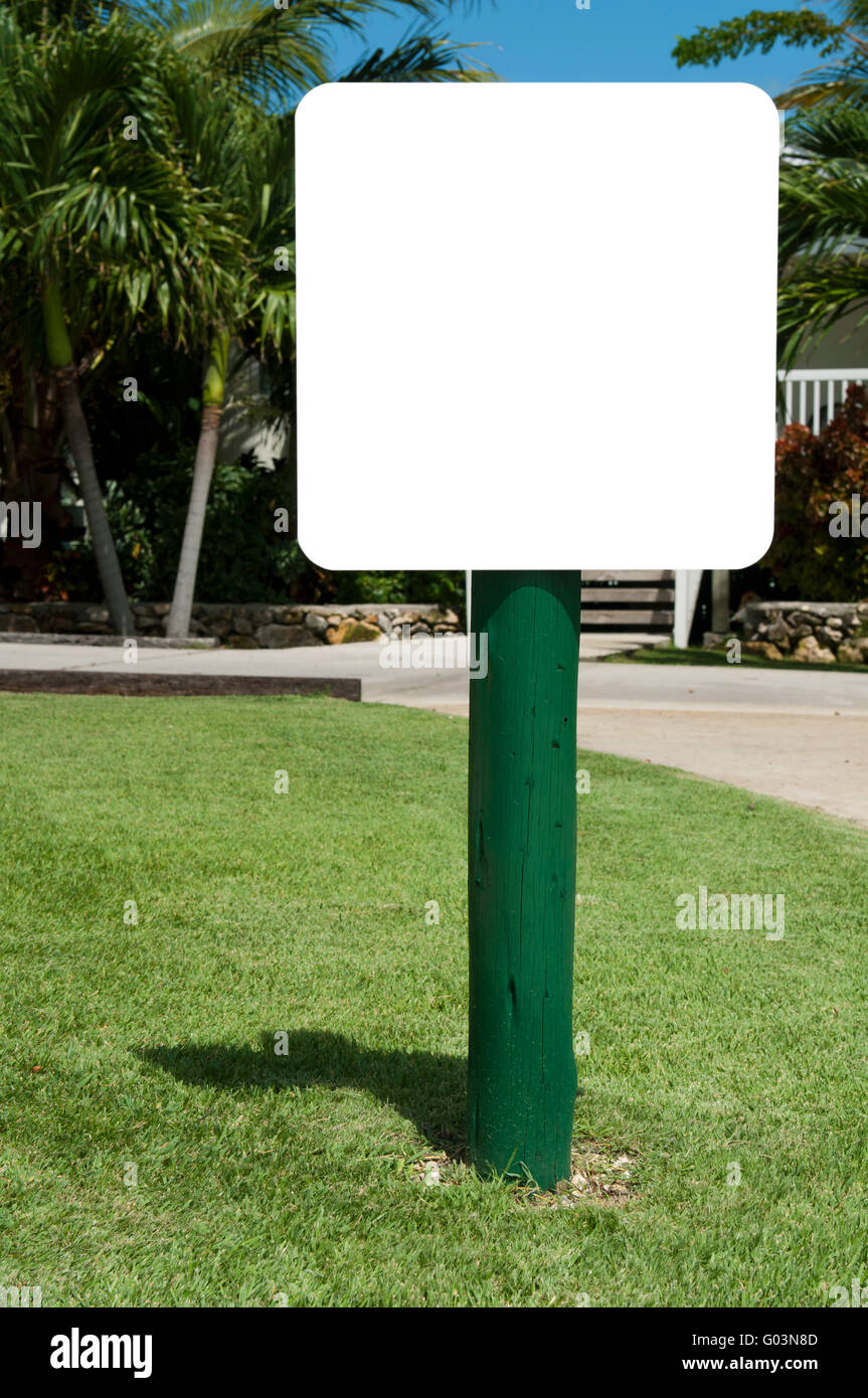 empty sign at the garden isolated on white background (copy-space ...