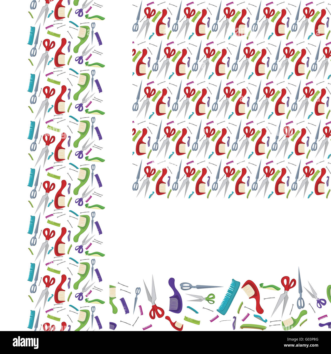 Beauty salon combs and scissors horizontal and vertical seamless ...