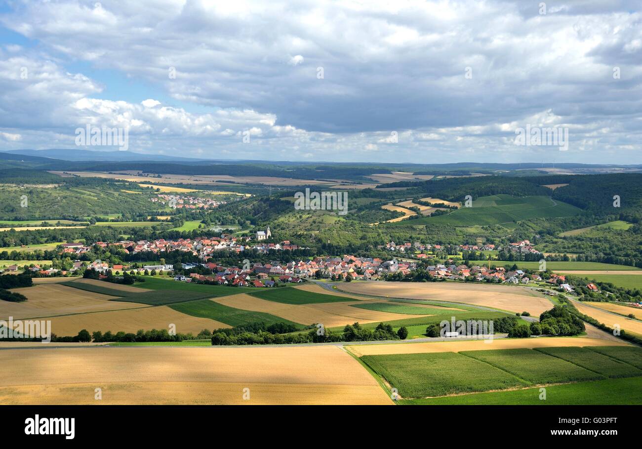 Aerial view of Eußenheim, Main-Spessart district Stock Photo - Alamy