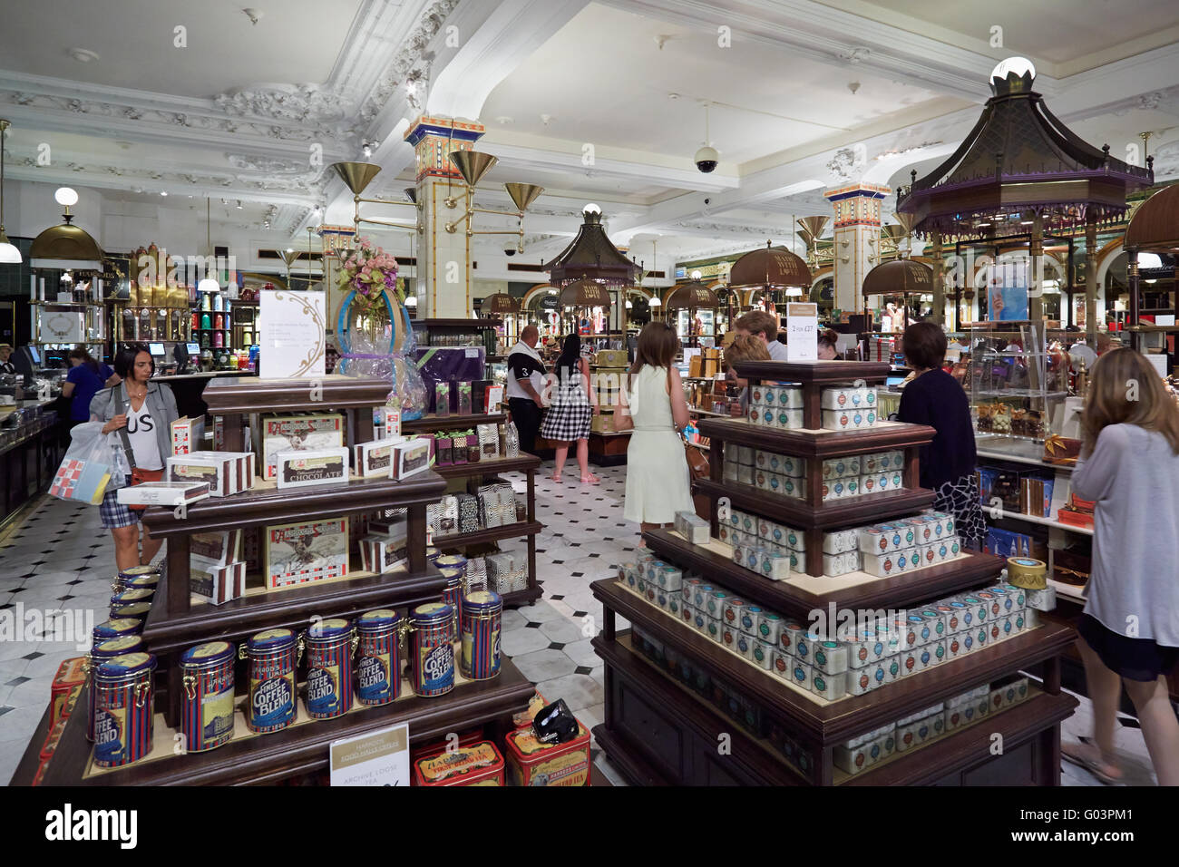 Harrods department store interior, candies and sweets area in London ...