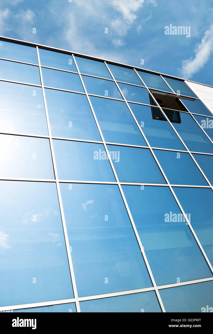 Open window in modern glass wall office building Stock Photo - Alamy