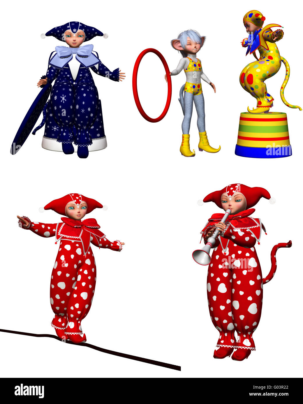 sweet harlequin clowns at the performance Stock Photo - Alamy