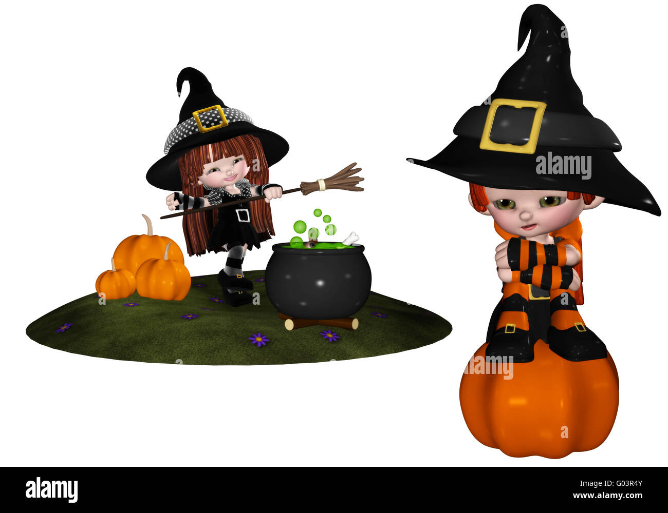 a little witch dancing around the cauldron Stock Photo - Alamy