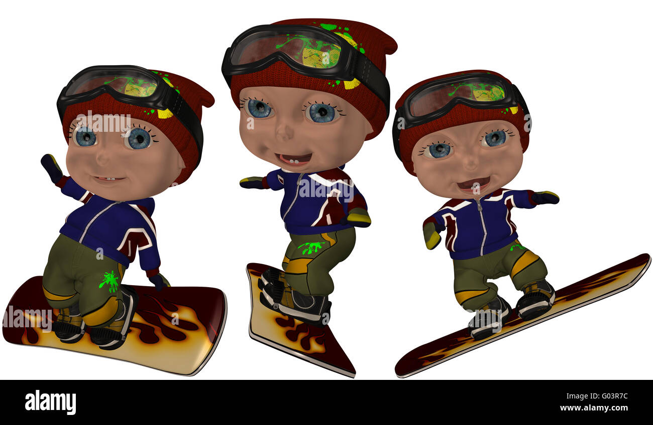 Cartoon boy snowboarding winter sport hi-res stock photography and ...