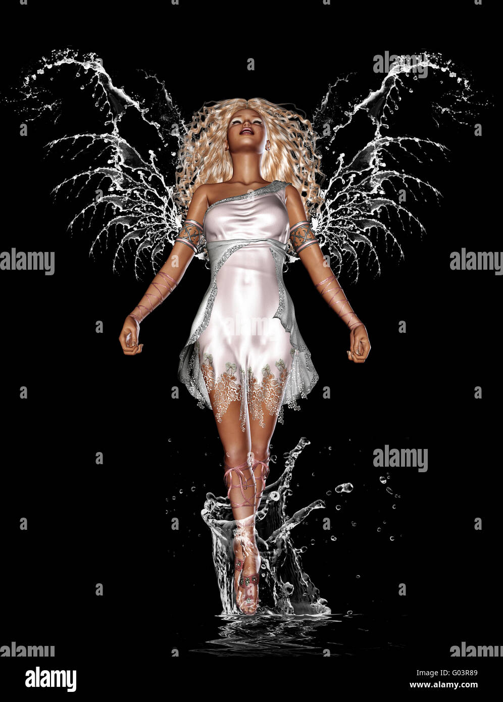 a beautiful water angel - isolated on black Stock Photo - Alamy