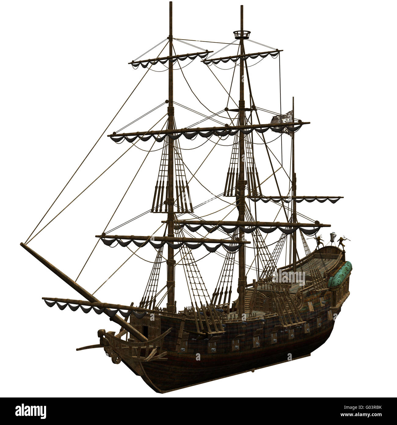 a dangerous Pirate Ship - isolated on white Stock Photo - Alamy