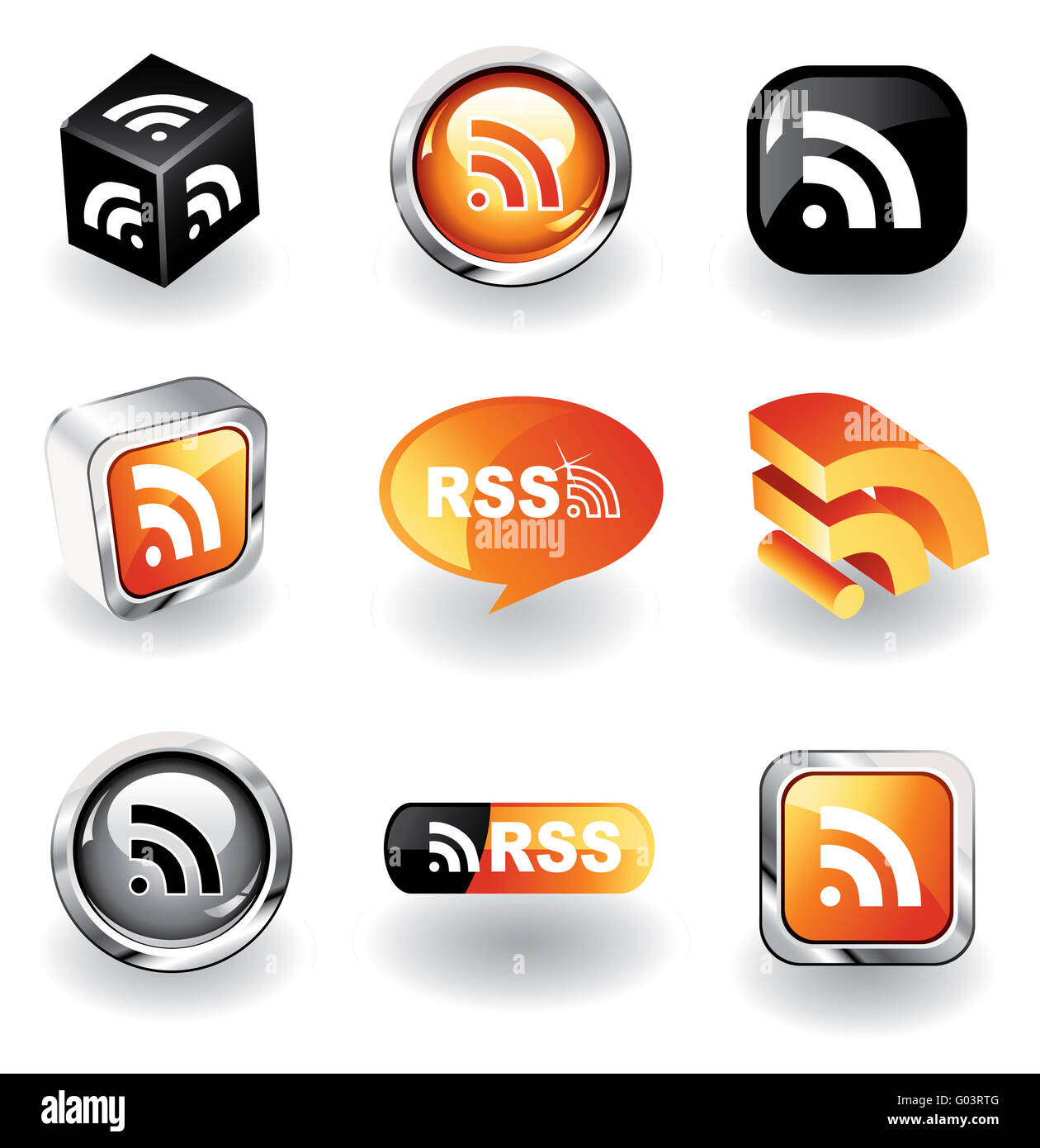 Icon rss glossy button hi-res stock photography and images - Alamy