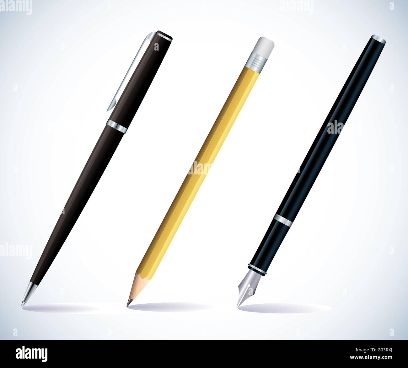 Pencil and pens Stock Photo - Alamy