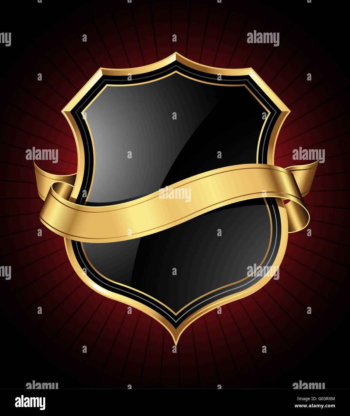 Golden red shield red ribbon hi-res stock photography and images - Alamy