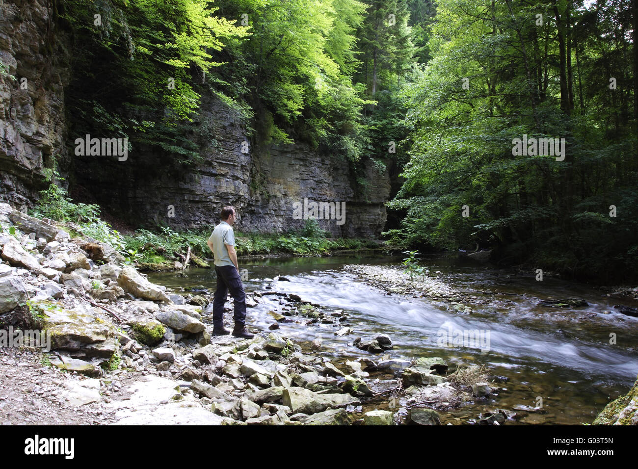 a hiker in the Wutach Canyon in Germany Stock Photo - Alamy