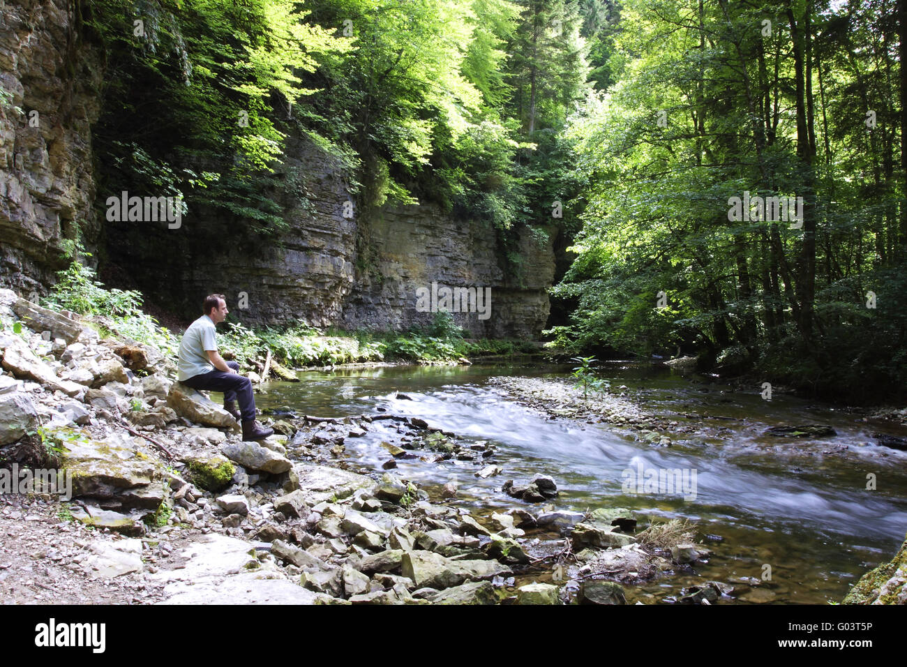 a hiker in the Wutach Canyon in Germany Stock Photo - Alamy