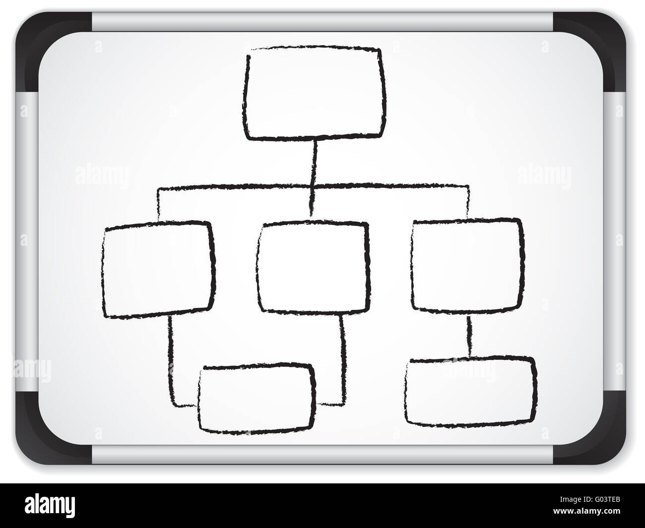 Organization chart whiteboard written in black background Stock Photo ...