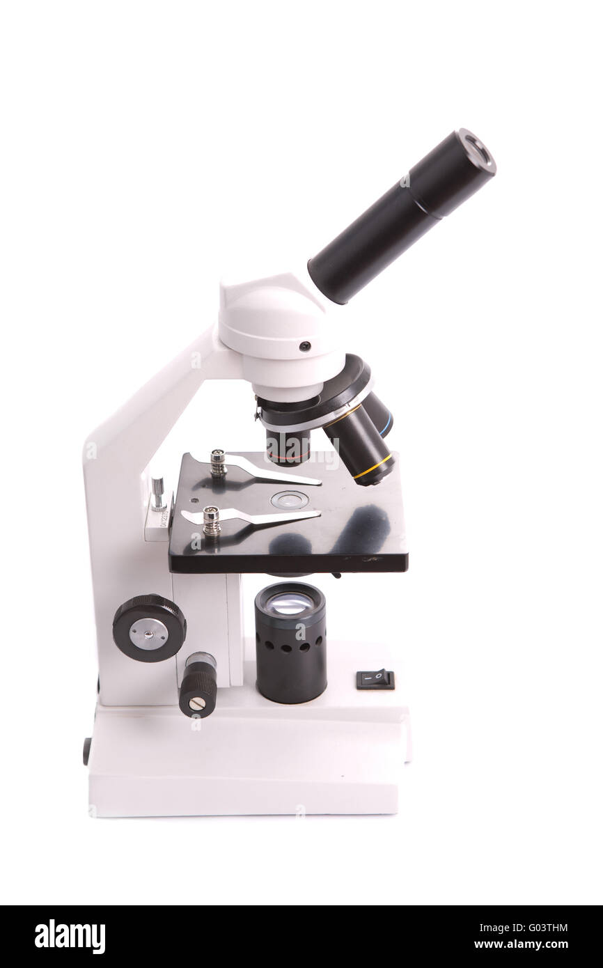 Microscope isolated on white background Stock Photo - Alamy