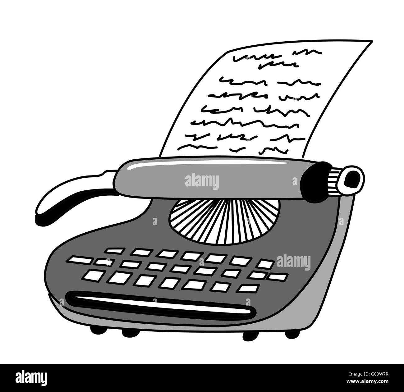 vector drawing of the printed type-writer on white background Stock ...
