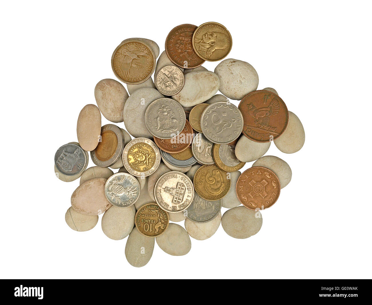 Coins and stones Stock Photo - Alamy