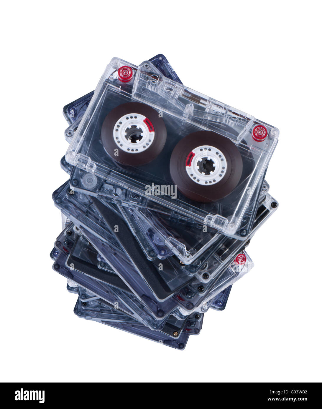 Stack audio cassettes isolate on white background Stock Photo - Alamy