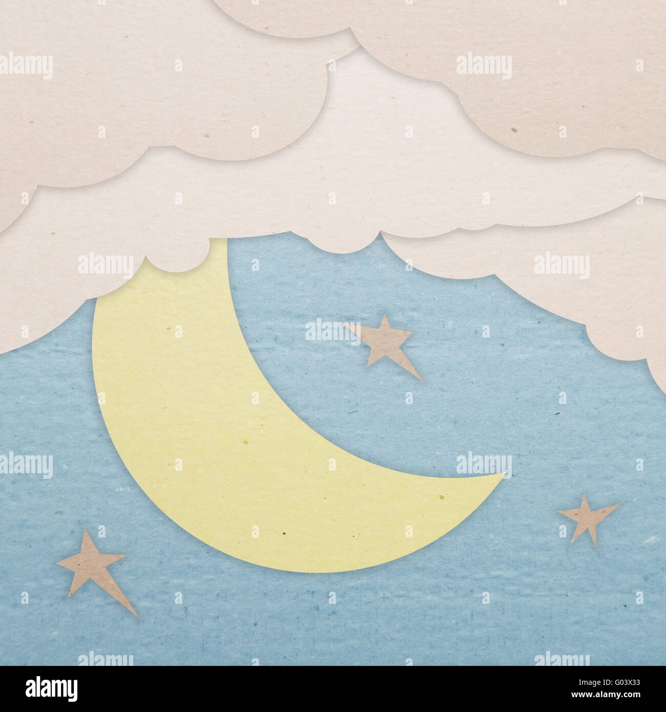 The night sky with the moon. Applique made of cardboard Stock Photo - Alamy