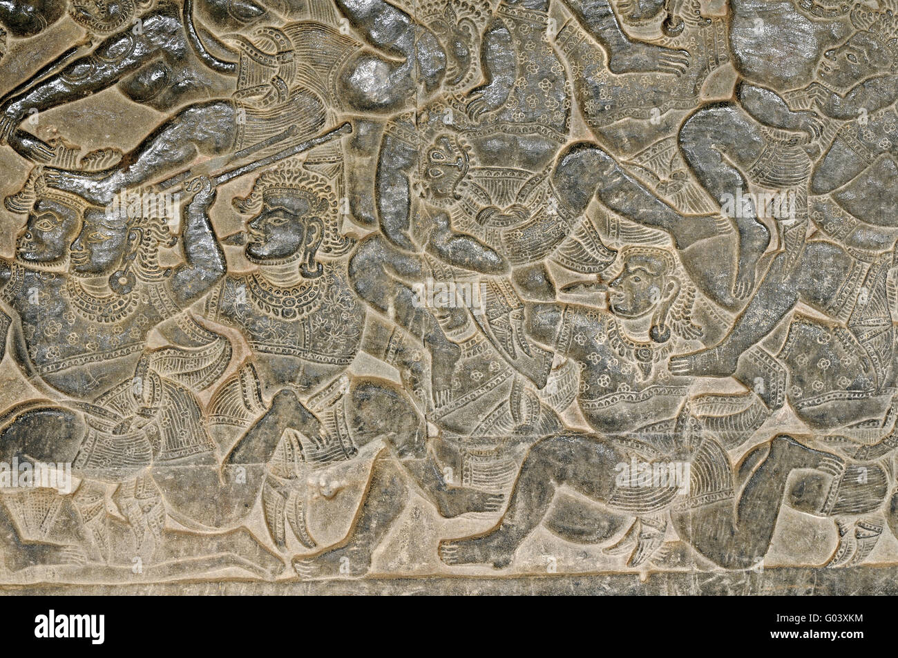 bas-relief in the West Gallery of Angkor Wat Stock Photo - Alamy