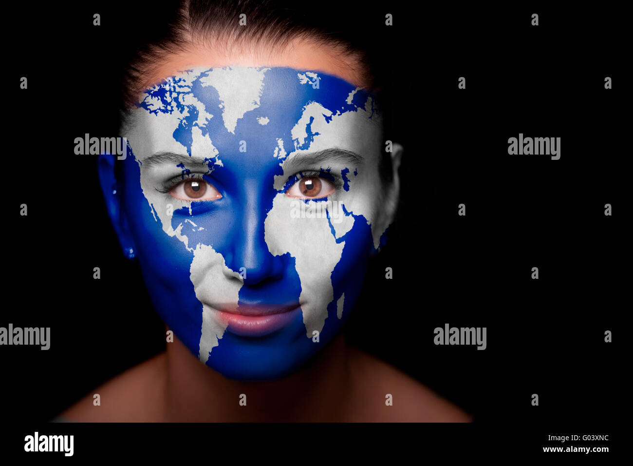 Face paint world map hi-res stock photography and images - Alamy
