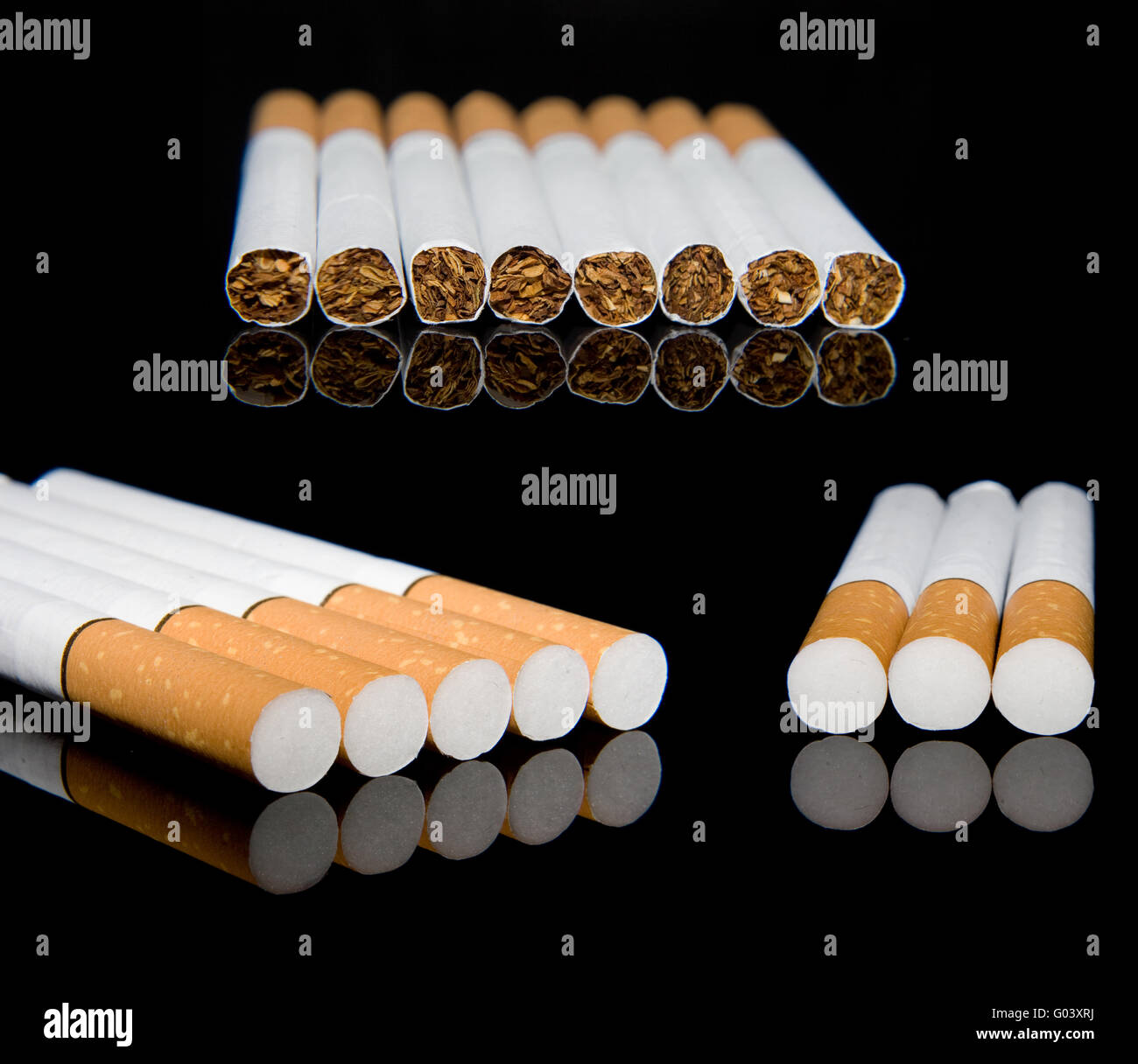 many cigarettes isolated on a black background Stock Photo - Alamy