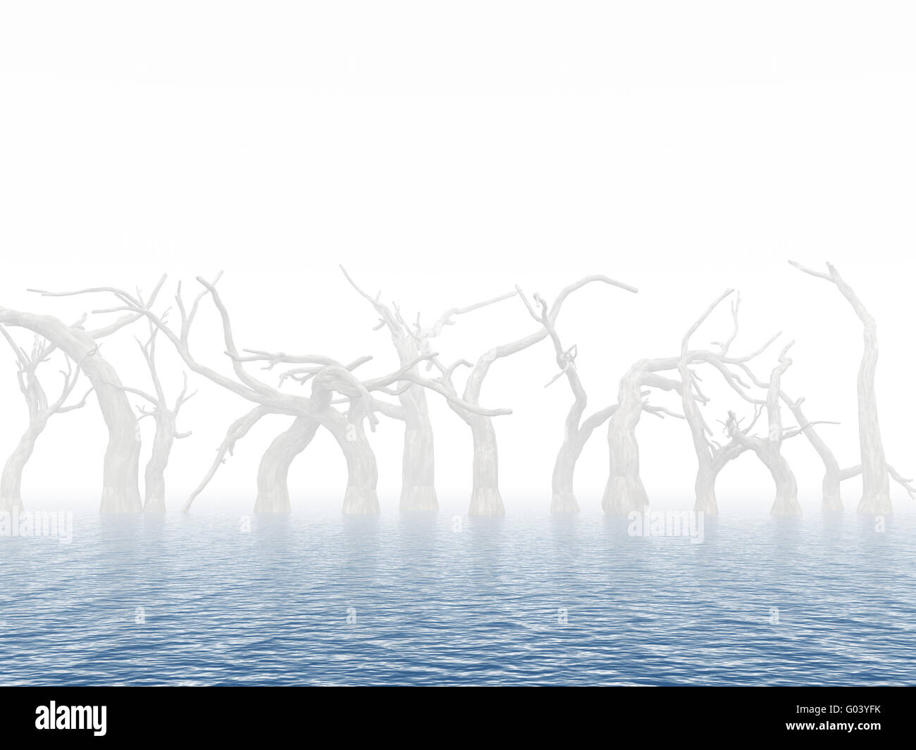 Dead trees in surroundings water as a result of fl Stock Photo - Alamy