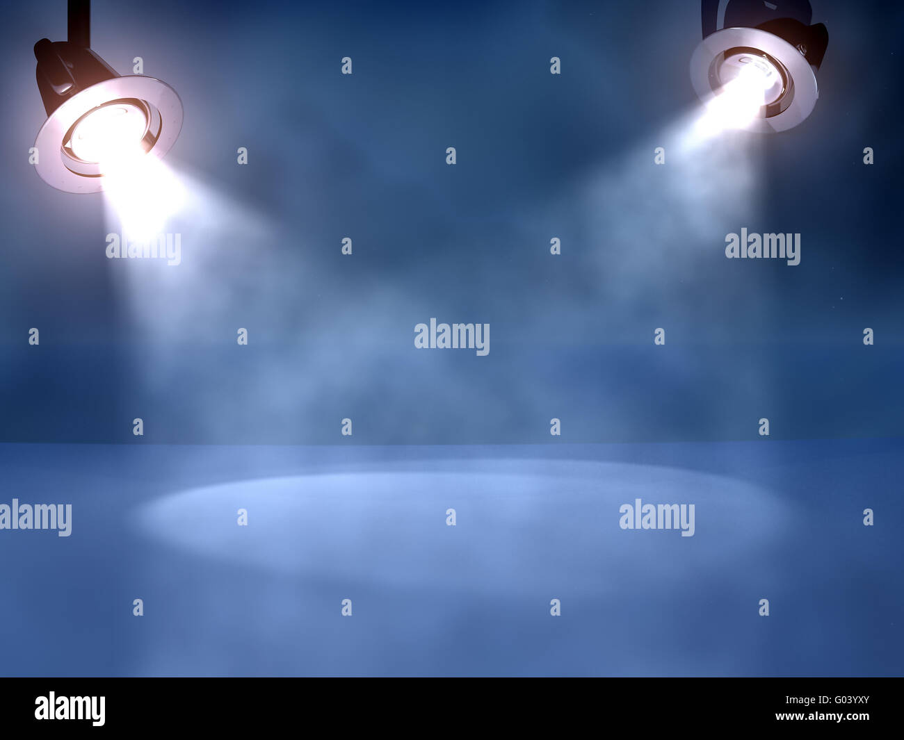 Two working spotlights on a club stage in clots of Stock Photo - Alamy