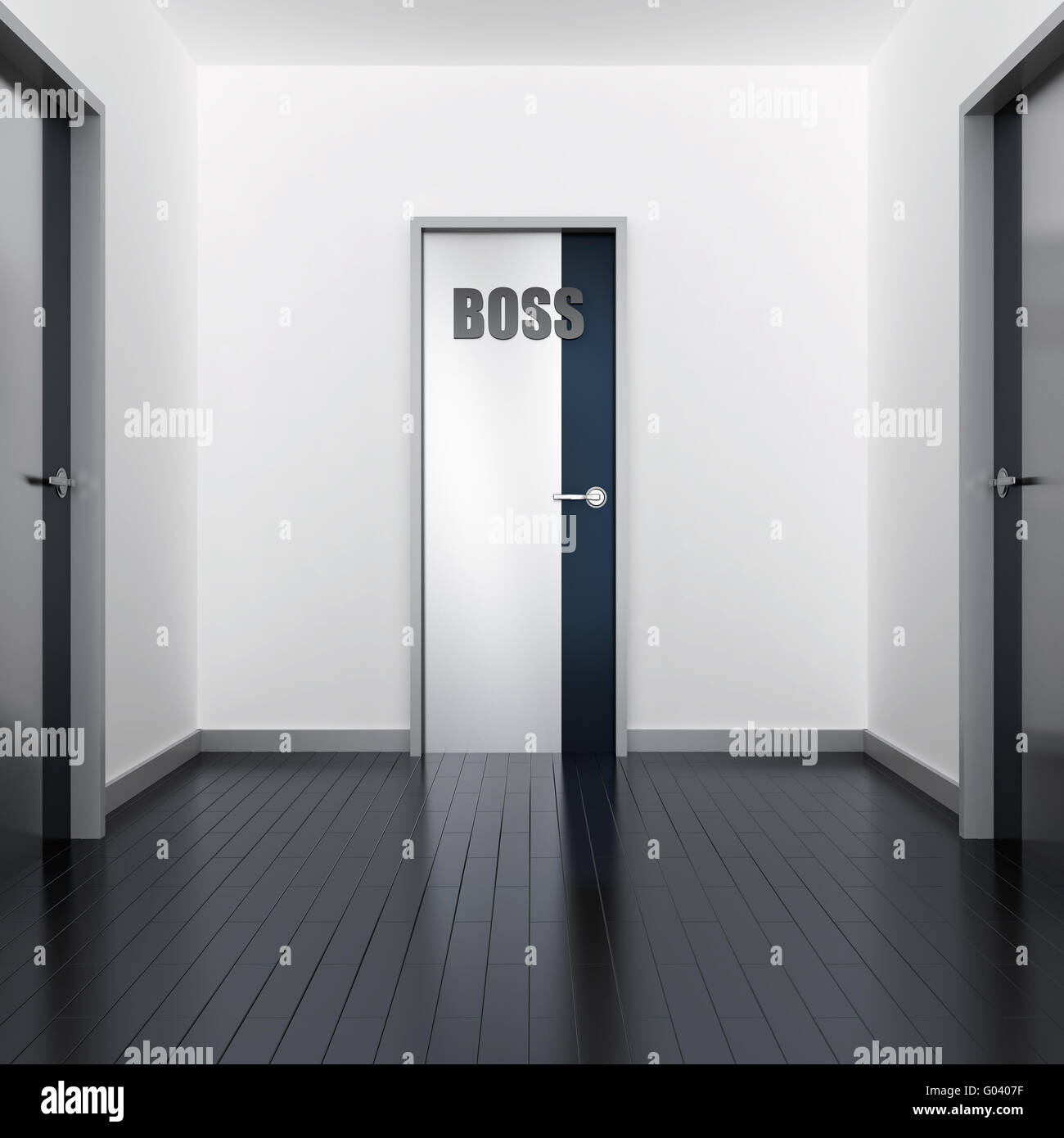 Corridor of modern office and door of the boss Stock Photo - Alamy