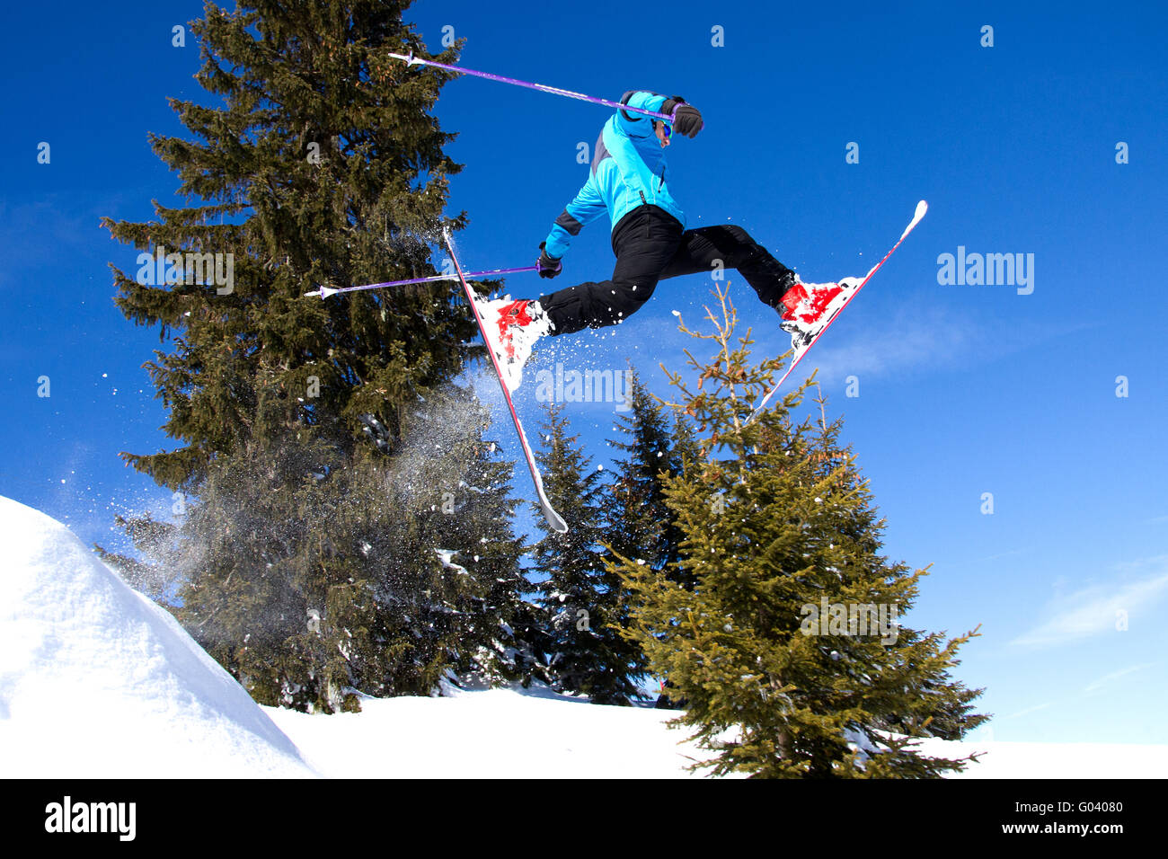 skier in a jump Stock Photo - Alamy