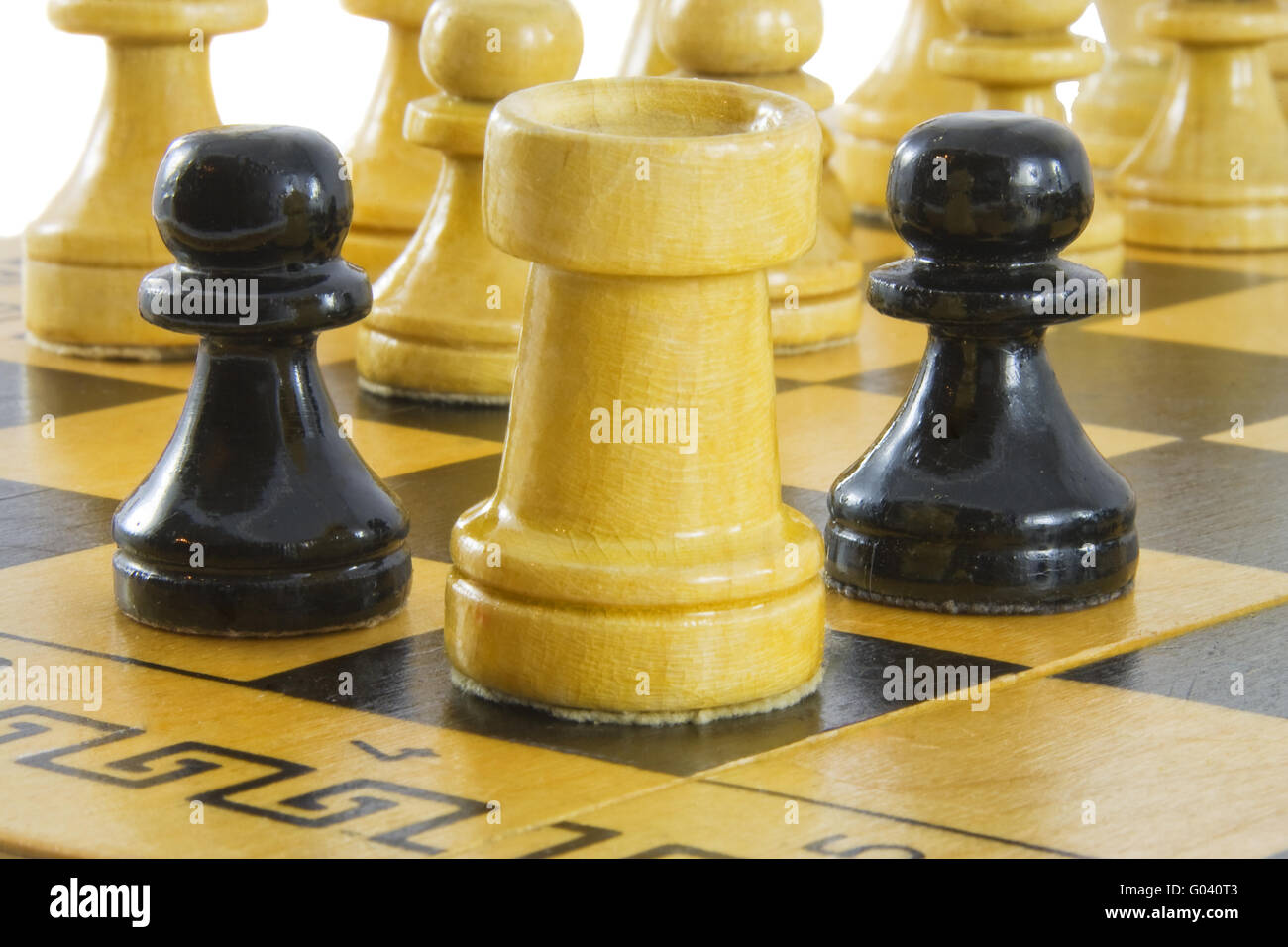 Chess. isolated on white background. Scene from the party Stock Photo ...