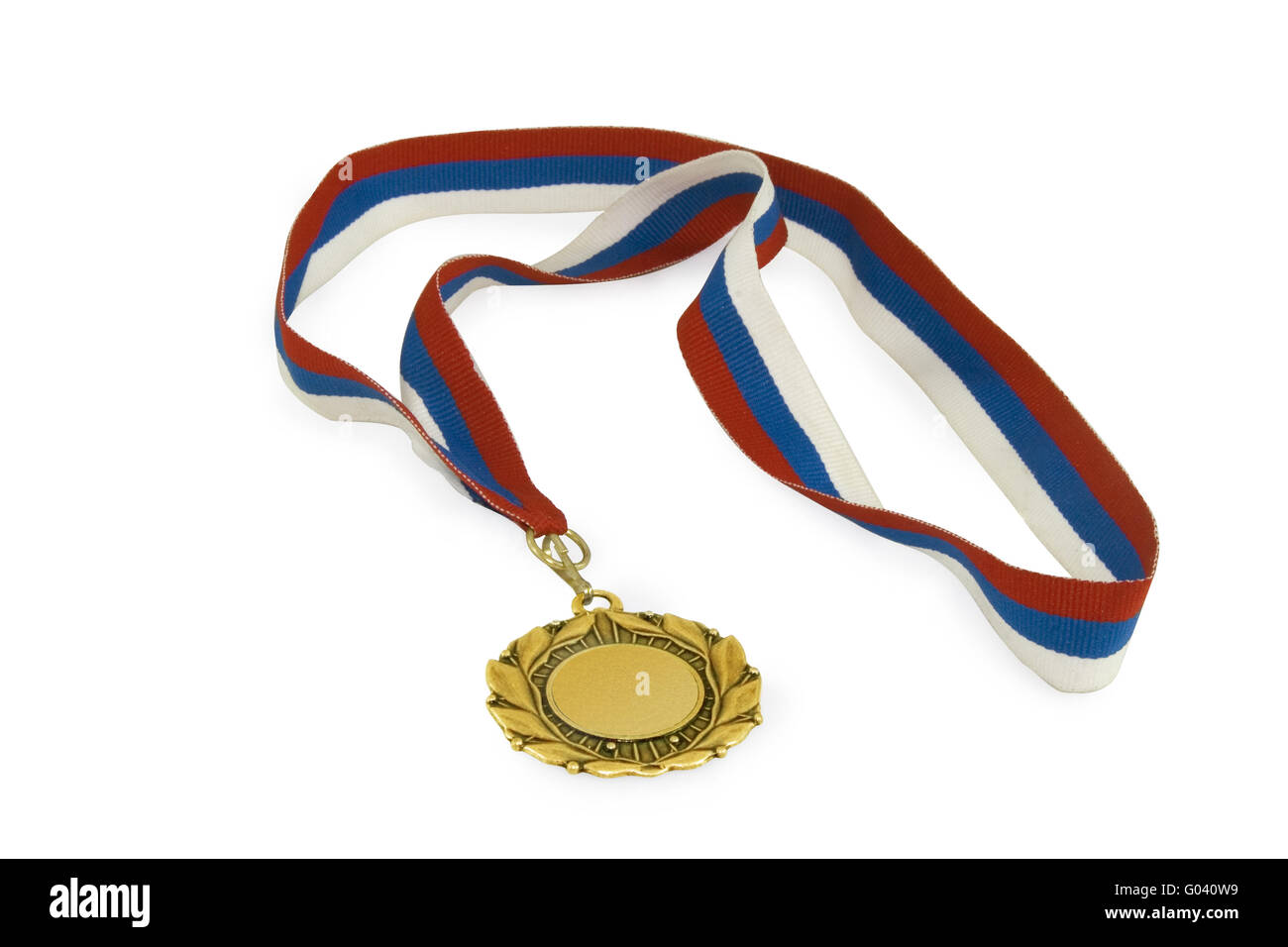 gold medal with ribbon isolated over white background Stock Photo - Alamy