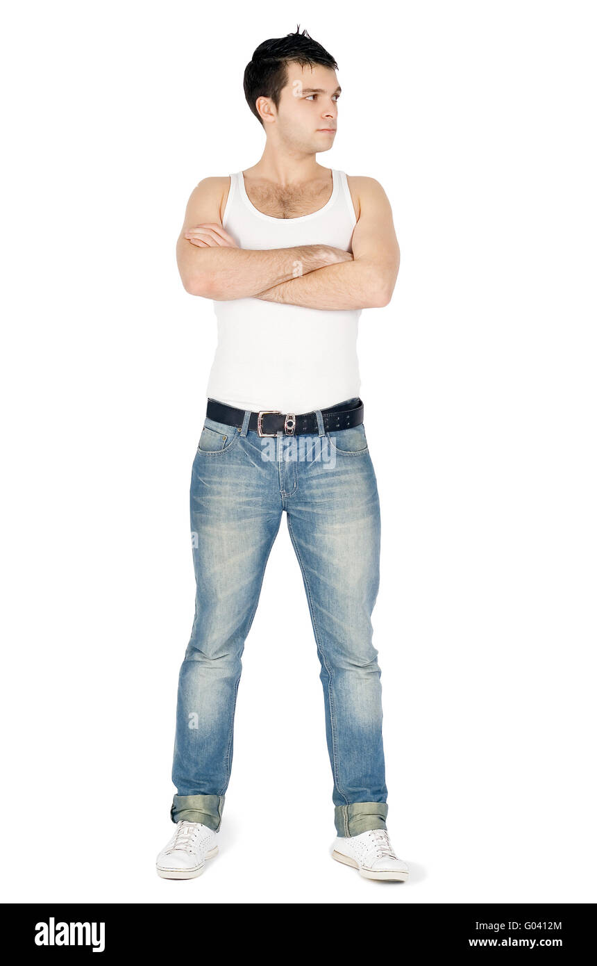 Portrait of happy young men over white background Stock Photo - Alamy