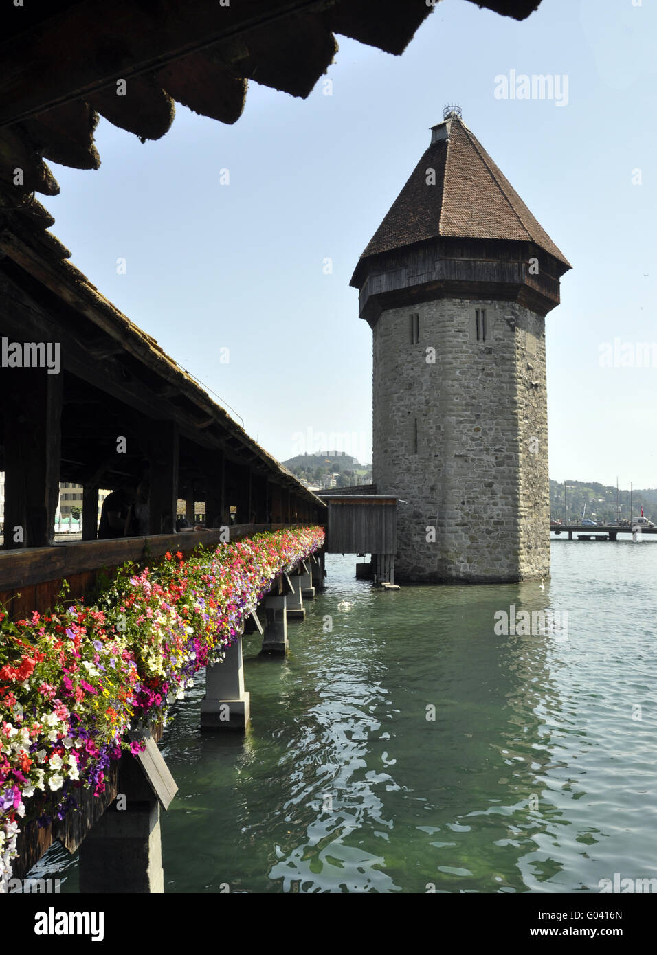 Famous covered wooden footbridge in Lucerne Stock Photo - Alamy