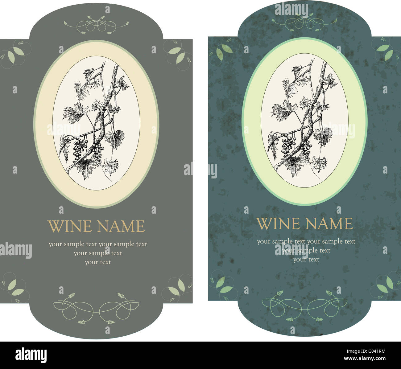 vector set of vintage wine labels Stock Photo - Alamy