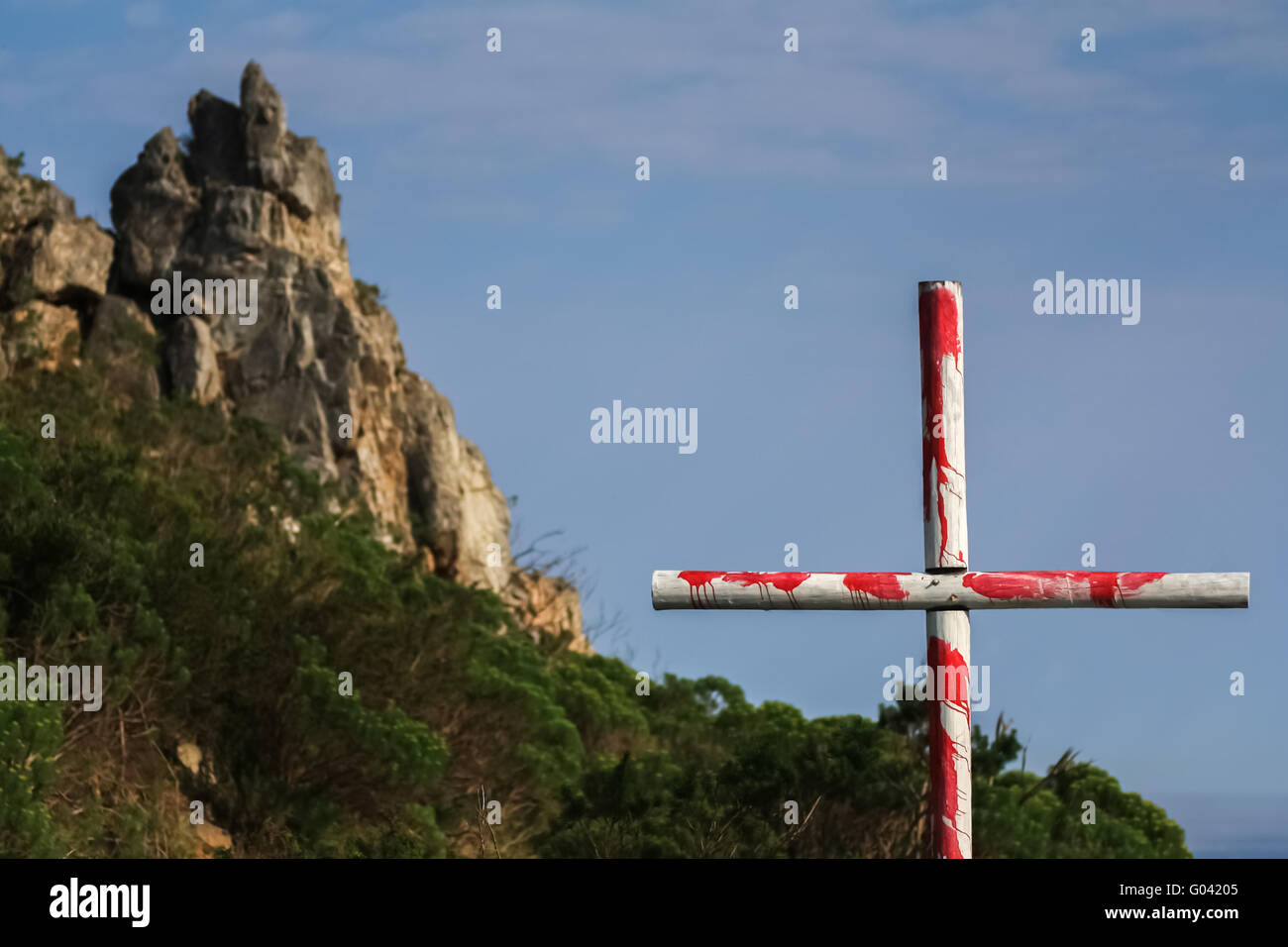 Symbolic Bloodied Cross Stock Photo - Alamy