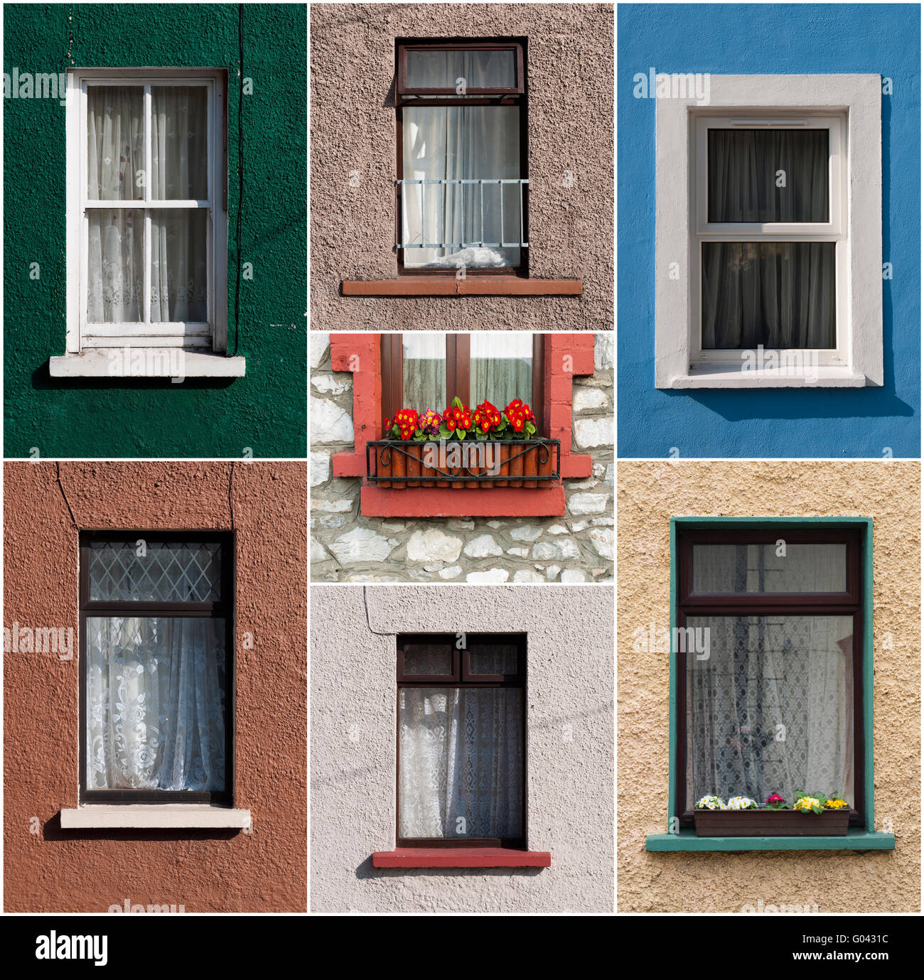 vibrant collection of colorful windows from Ireland Stock Photo - Alamy