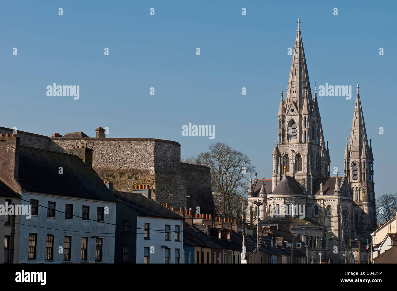 Cork cityscape featuring at the left Elizabeth Fort and on the right ...