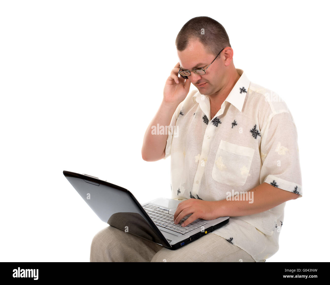 Man working computer speaking hi-res stock photography and images - Alamy